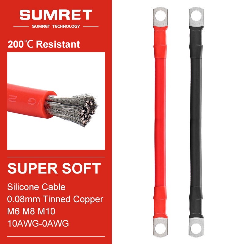 2 AWG 35MM2 car jumper cable battery super soft jump starter wire M8 M6 ...