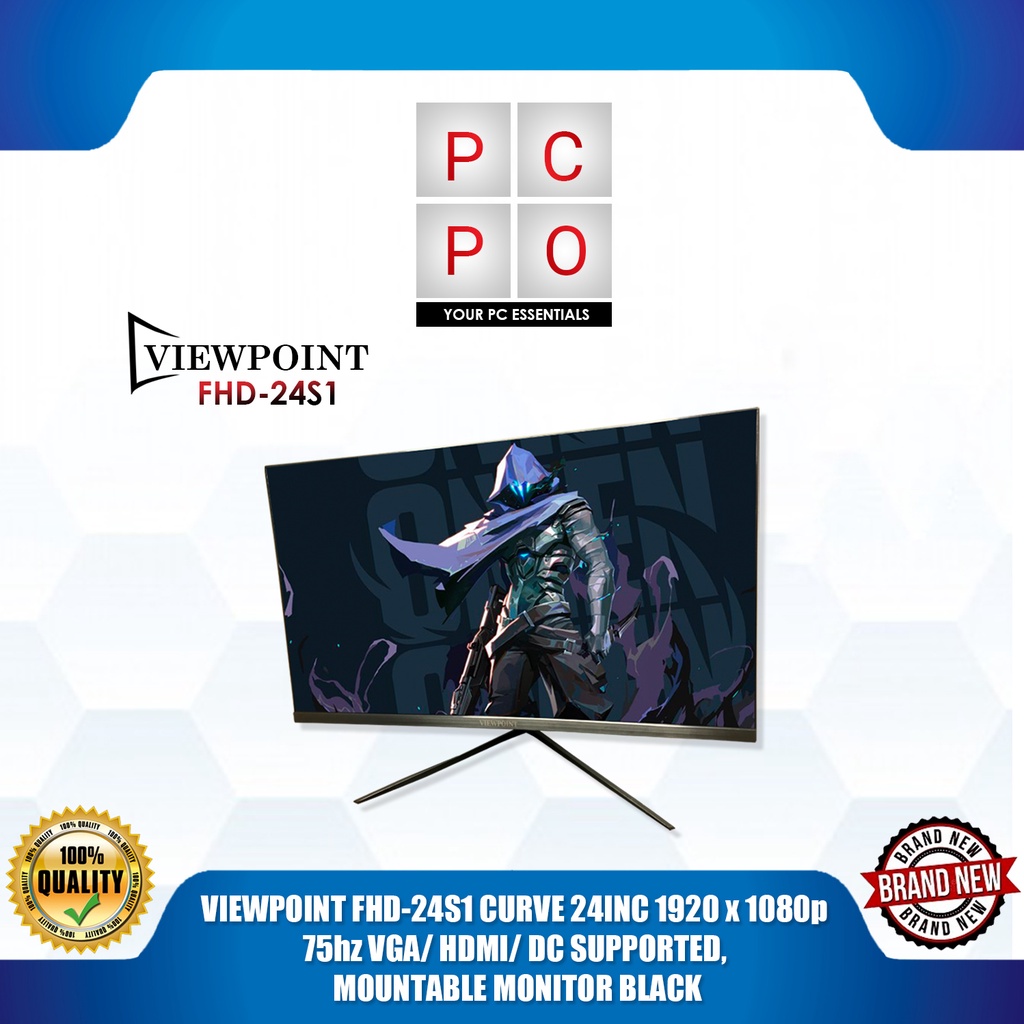 VIEWPOINT FHD-24S1 CURVE 24INC 1920x1080p 75hz VGA/ HDMI/ DC SUPPORTED ...