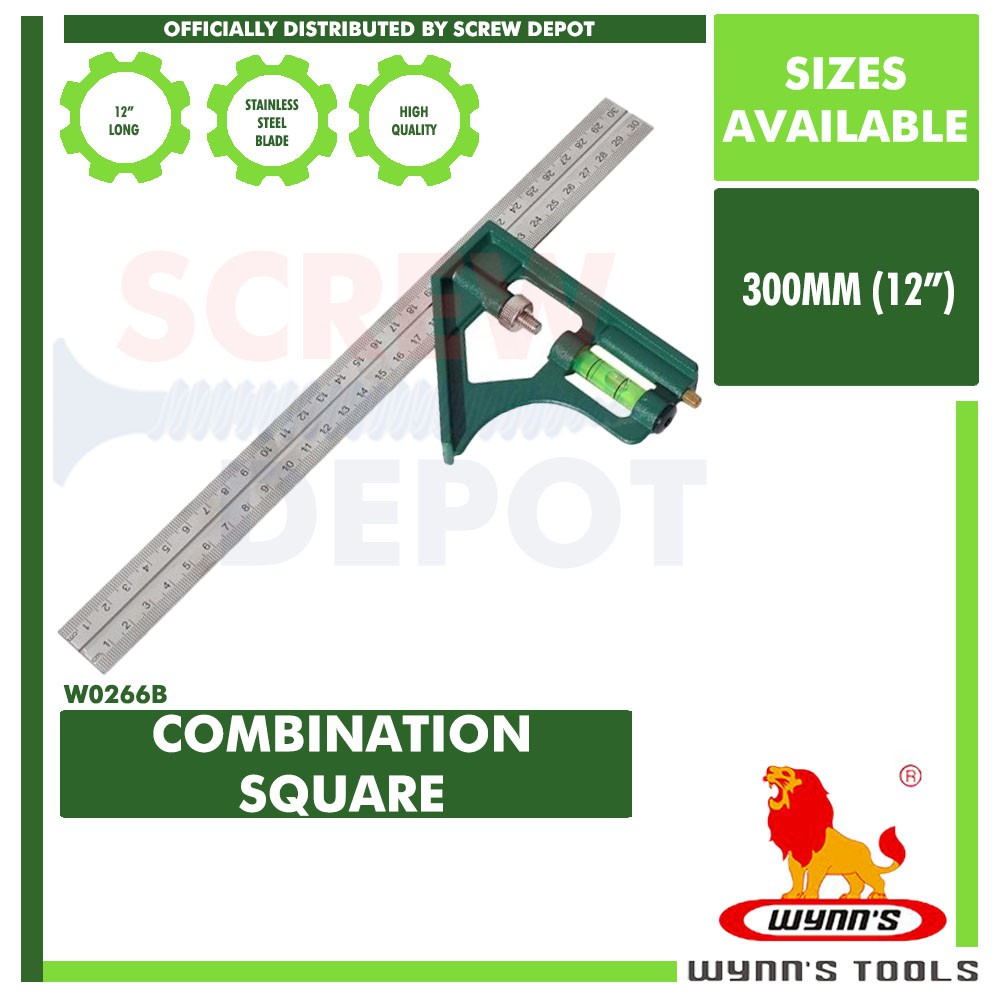 Wynns 300mm Combination Square / 12" Ruler Level Gauge Adjustable ...