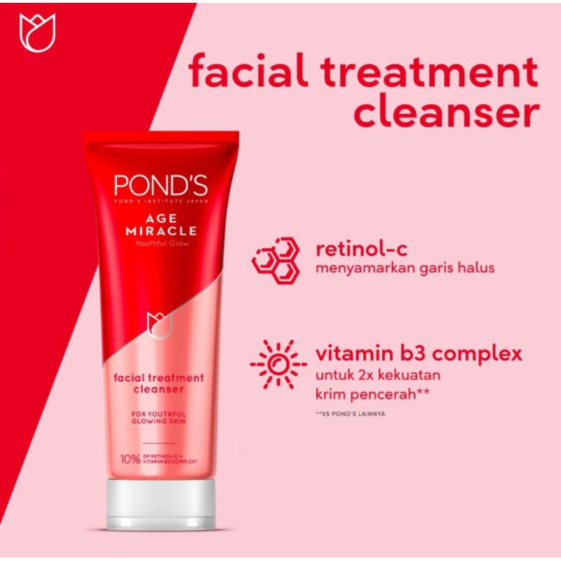 Ponds Age Miracle Youthful Glow Facial Treatment Cleanser 100gr ...