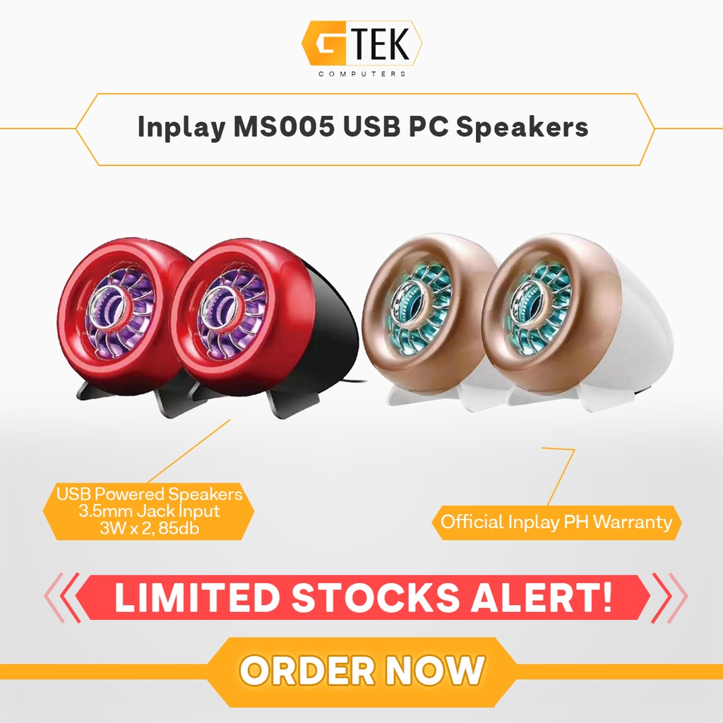 Inplay MS005 Black-Red / White-Gold USB Powered PC Speakers | Shopee Philippines