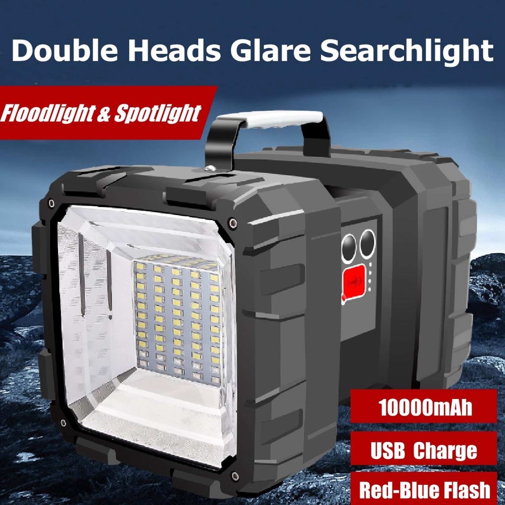 Super Bright 1000LM 40W Double Head Handheld LED Spotlight Flashlight ...