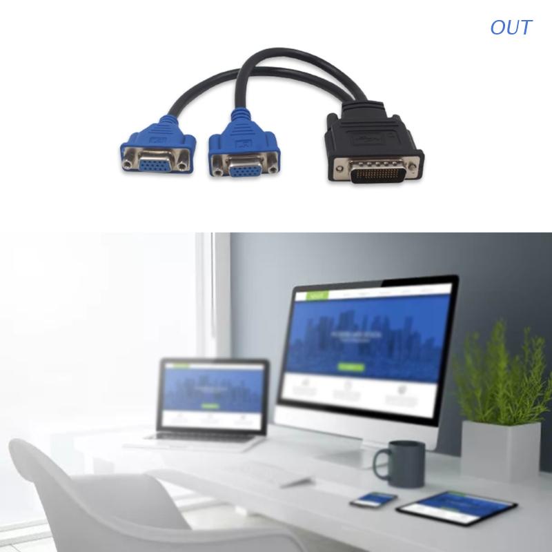 OUT DMS 59Pin Male to 2 VGA Female Dual Monitors Extension Cable ...
