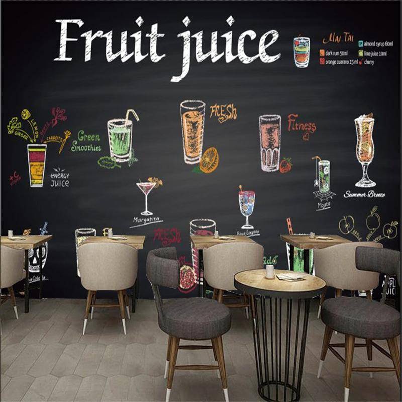 Custom juice cold drink tea shop chalk hand painted milk tea fruit tea ...