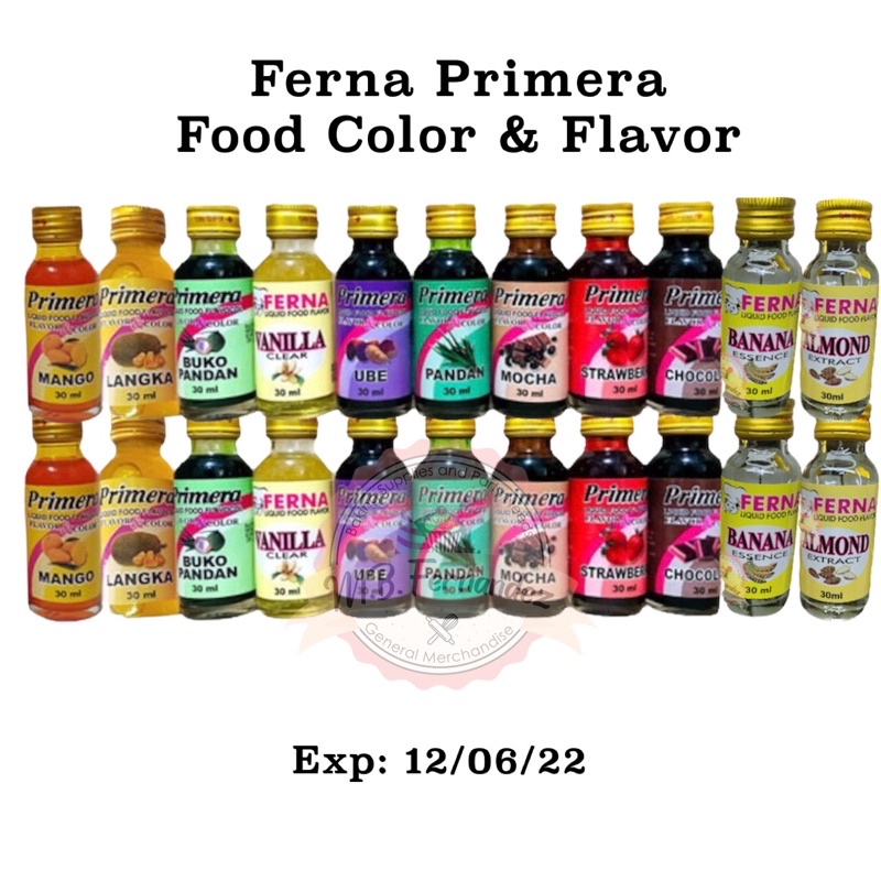 Ferna Primera Liquid Food Flavor and Color 30ml (Flavocol) / Vanilla ...