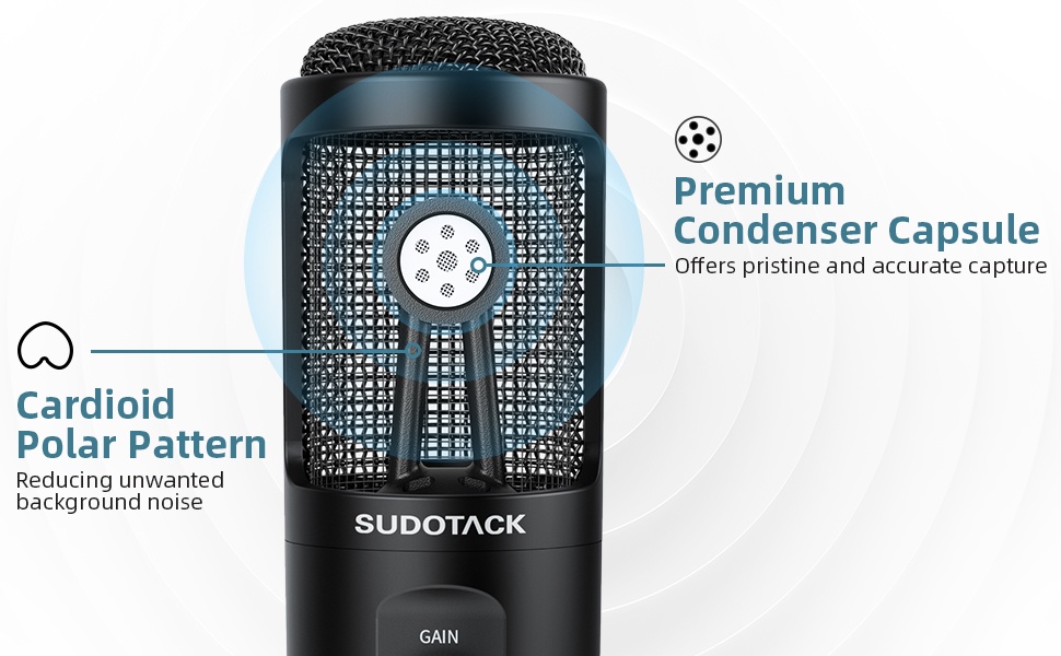 SUDOTACK ST-600 USB Microphone Condenser Mic Computer Microphone ...