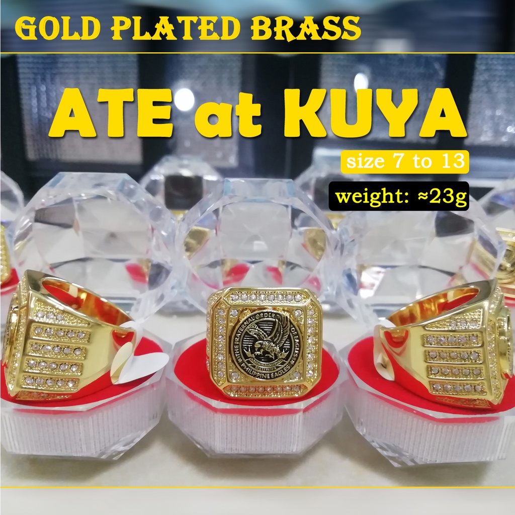 TFOE-PE Kuya/ATE Ring with Little Shine Bright Gemstones , Gold Plated ...