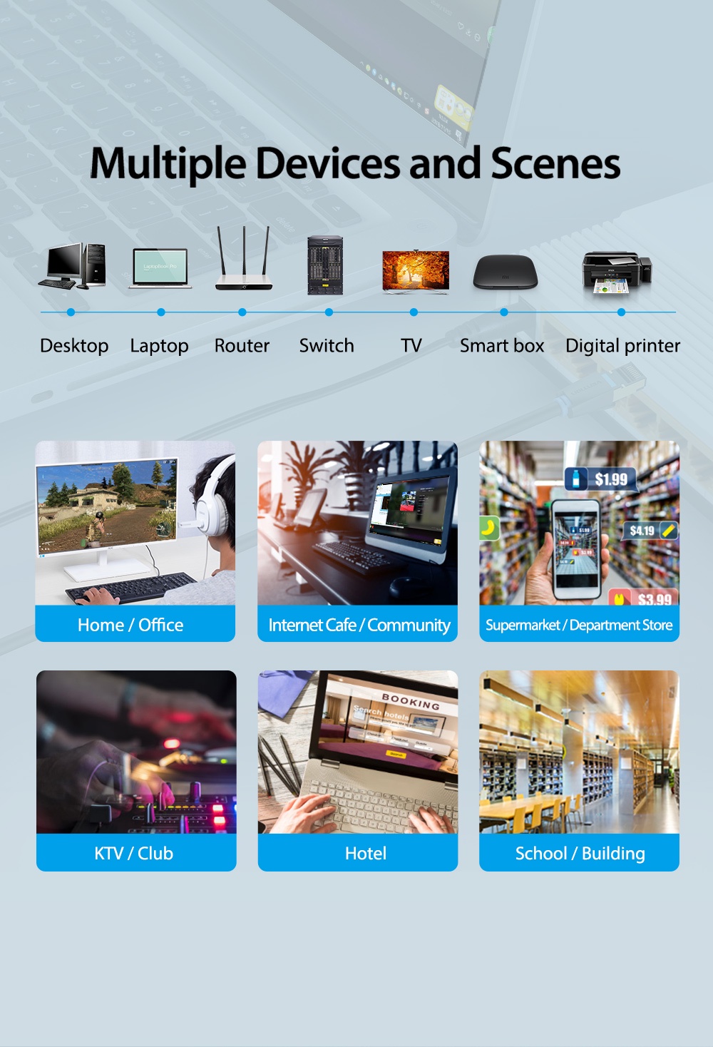 Vention Cat8 40Gbps Ethernet Cable RJ45 2000Mhz Professional Gaming Lan ...