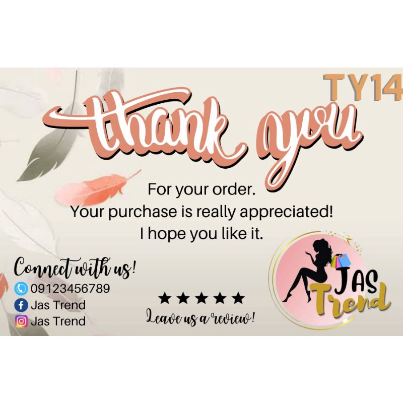 CUSTOMIZED THANK YOU CARD (50pcs/pack) | Shopee Philippines