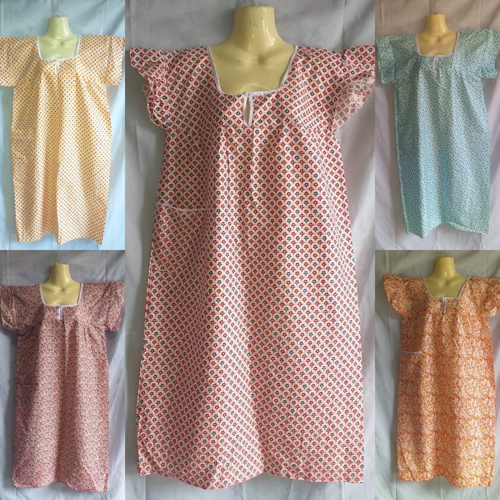 DL001 Miniprint Chinese Cotton Duster Dress Pambahay Pantulog Duster ...