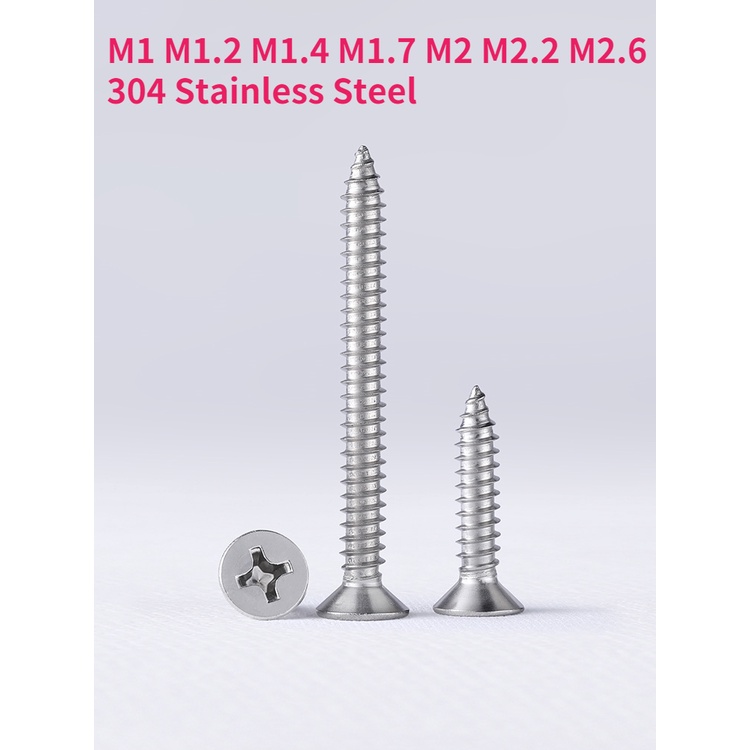 M1 M1.2 M1.4 M1.7 M2 M2.2 M2.6 304 Stainless Steel Cross Countersunk ...