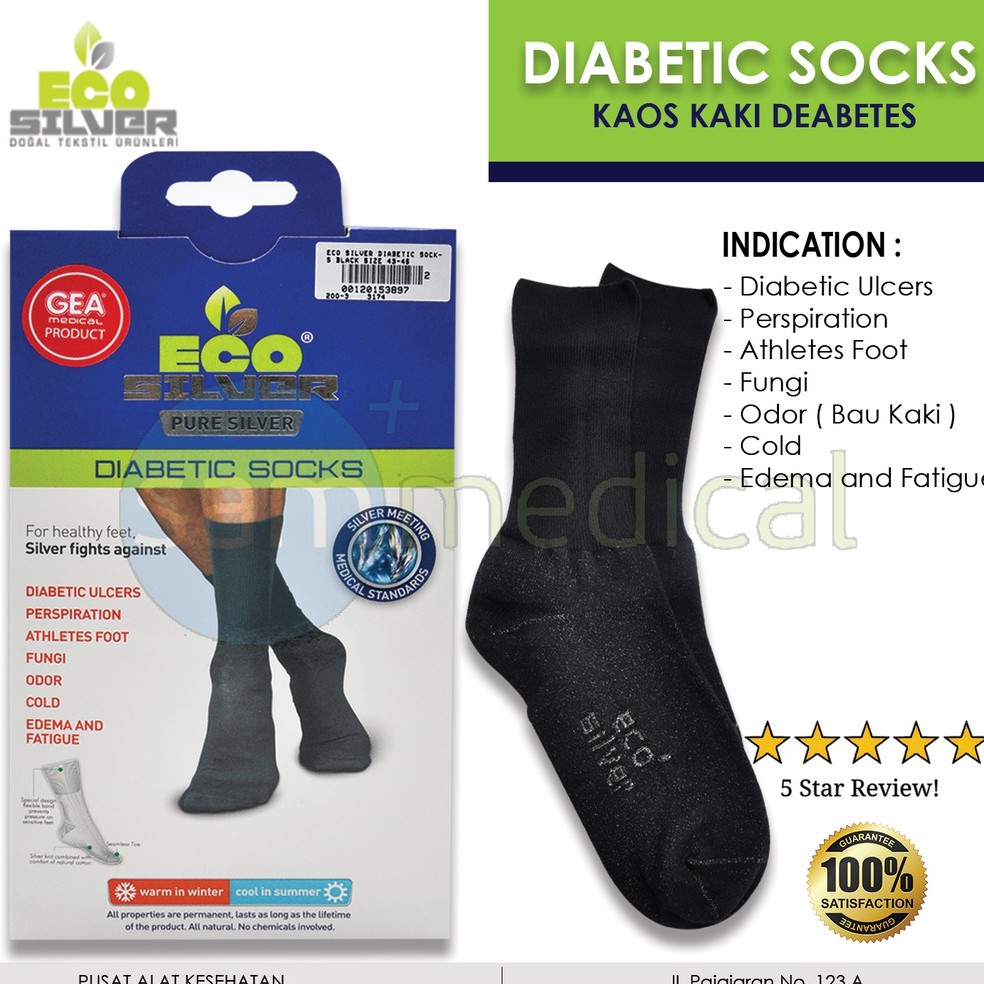 ECO Silver Diabetic Socks Silver Anti Wound + Odor | Shopee Philippines