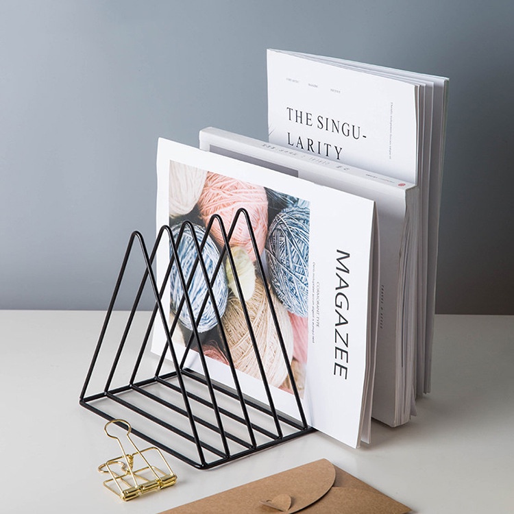 Triangle Shape Iron Magazine Holder Rack Desktop File Sorter Book Rack ...