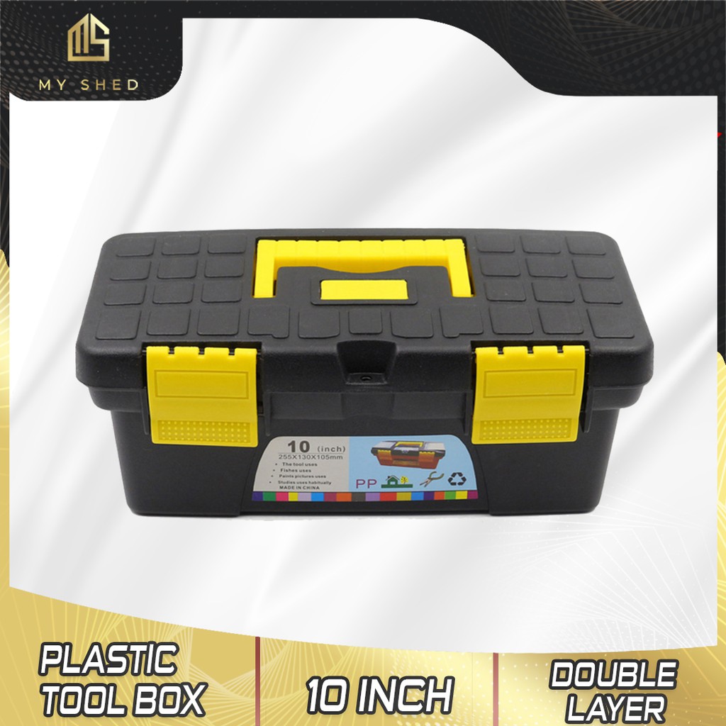 10 Inch Plastic Tool Box Double Layer Kotak Peralatan DIY Plastik ...