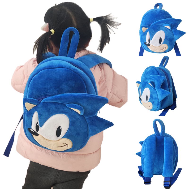 Cute Catroon Sonic The Hedgehog Backpack Plush Student Kids School Bag ...