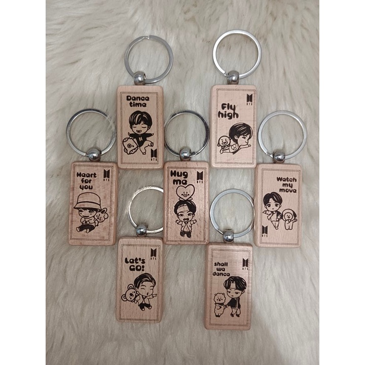 BTS / BT21 Laser Engraved Wooden Keychain | Shopee Philippines
