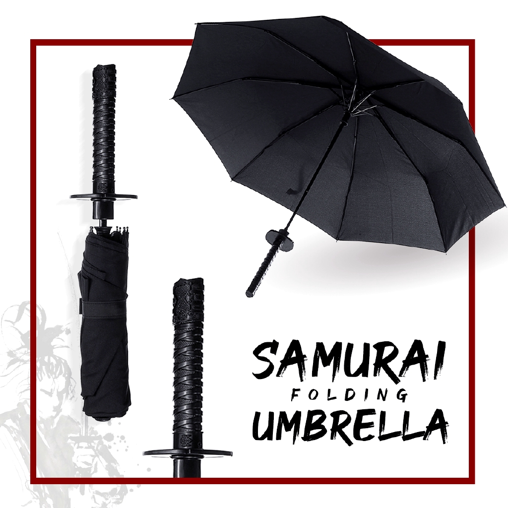 Sun Parasol Umbrella Open Katana Handle Folding Proof Rain Automatic ...