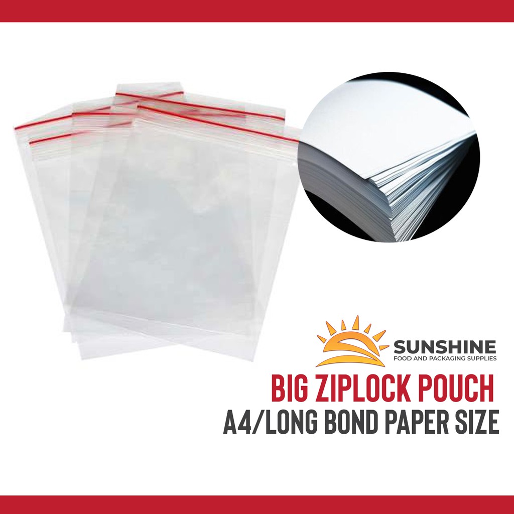 50pcs Big Ziplock Bags A4 and Long bond paper size 240mm x 340mm ...