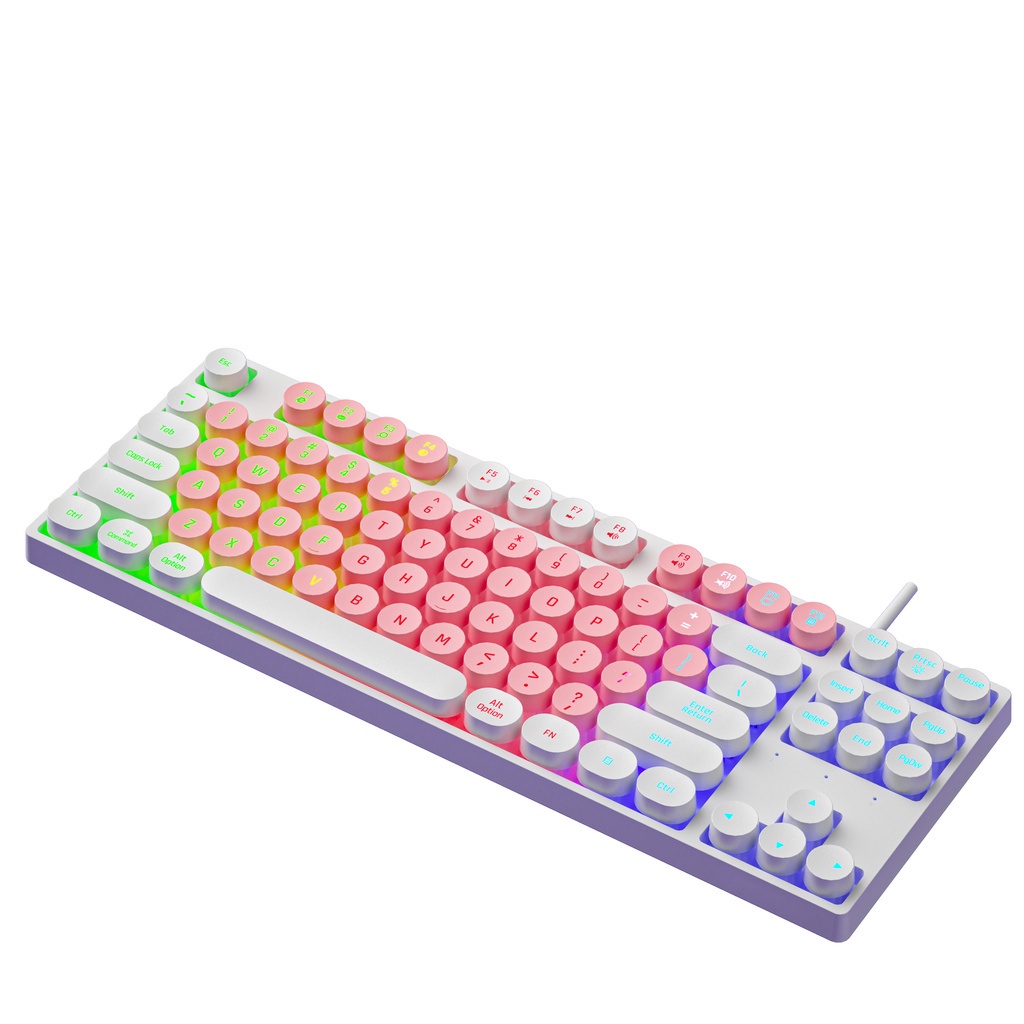 DK100 87 Keys Computer Keyboard RGB LED Mute Wired Computer Keyboard ...