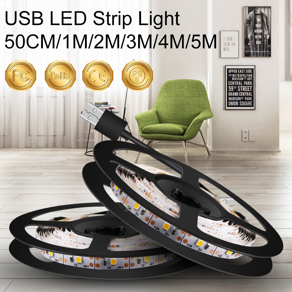USB Strip Lights LED Cabinet Wall Lamp Bed DC5V Flexible Tape Decorate ...