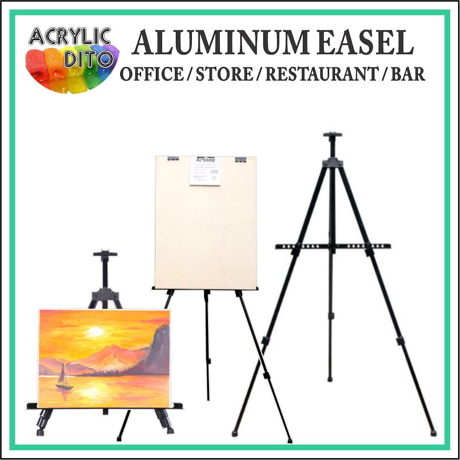 Aluminum Easel Stand & Carry Pouch / Adjustable Tripod Display Painting ...
