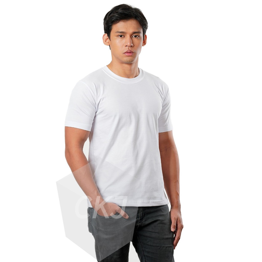 Men's Round Neck White T-Shirt Steven Joe 100% Cotton | Shopee Philippines