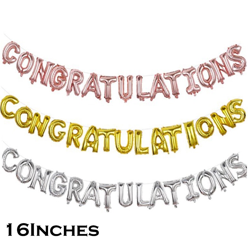 16Inches Congratulations Letter Foil Balloons Set Grad Anniversary ...