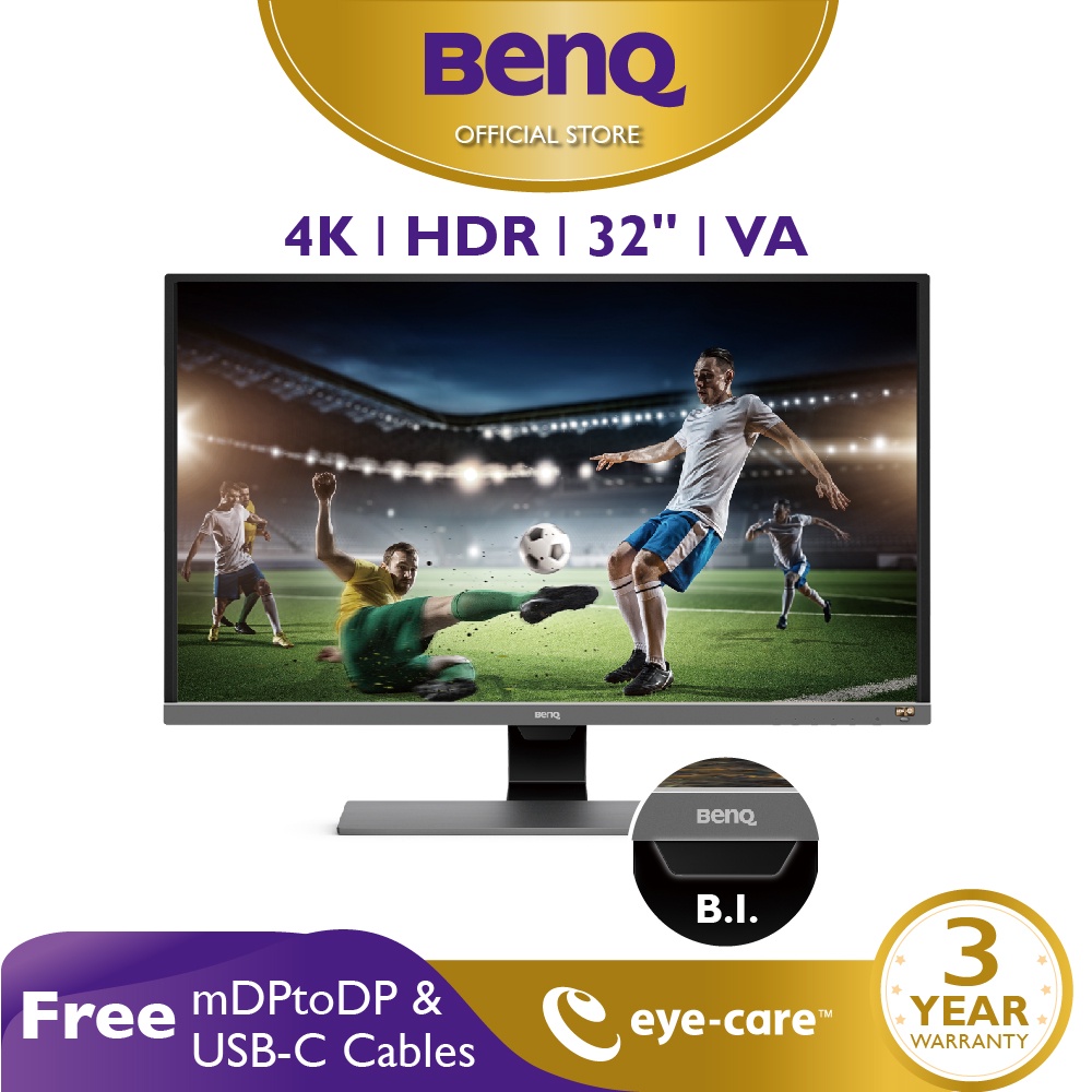 BenQ EW3270U 4K UHD HDR UHD 95% DCI-P3 Low Blue Light FreeSync Movie ...