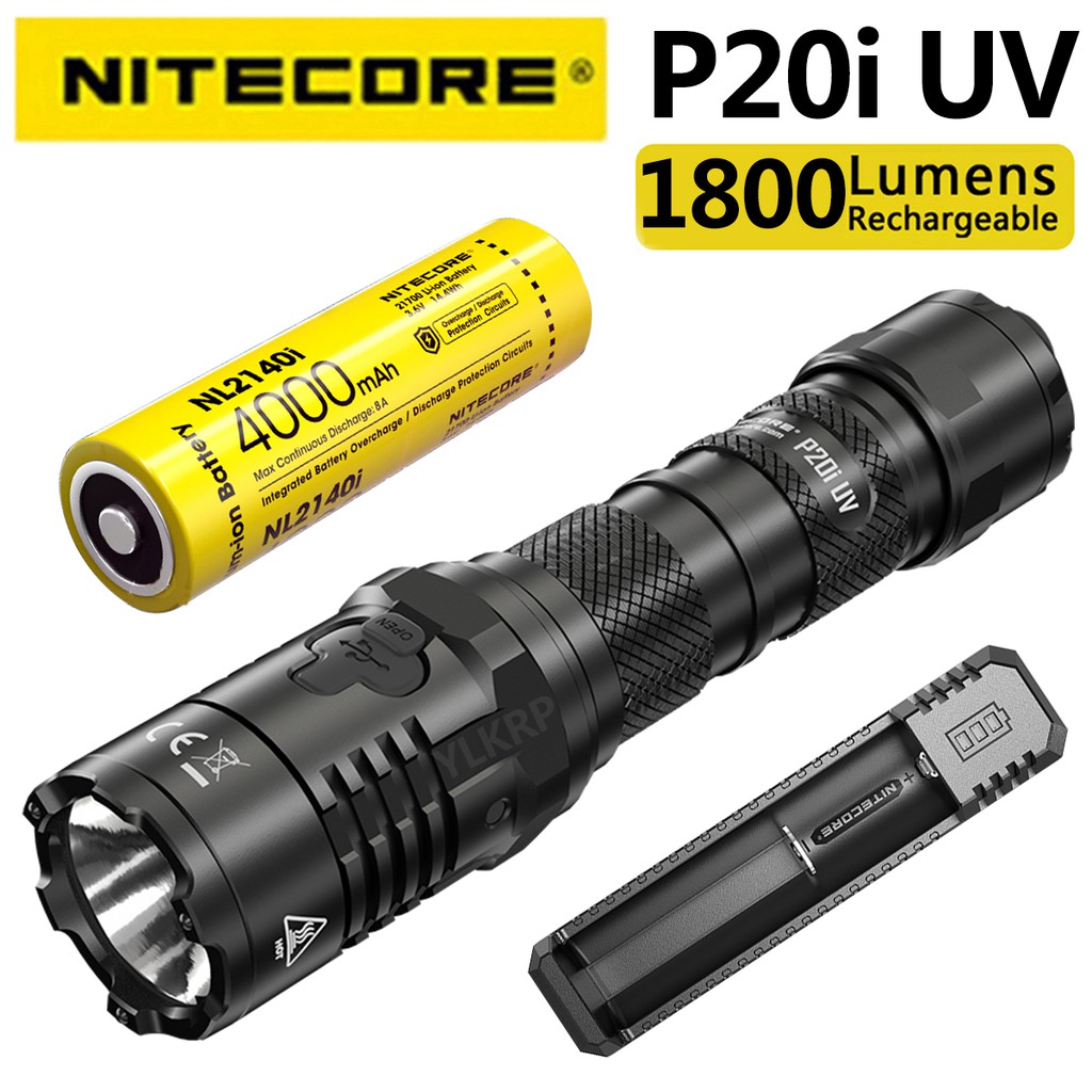NITECORE P20i UV 1800 lumens dual light source tactical flashlight ...