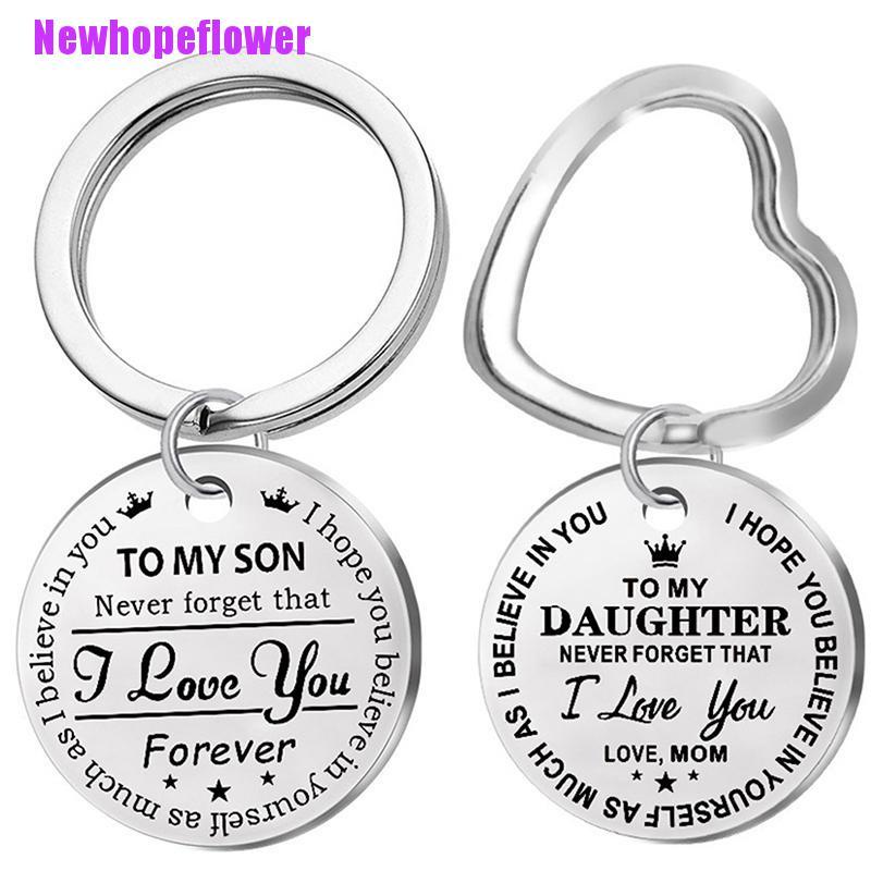 CKFR Stainless Steel Keychain Engraved To My Son Daughter Forever Love Mom Keyring | Shopee ...