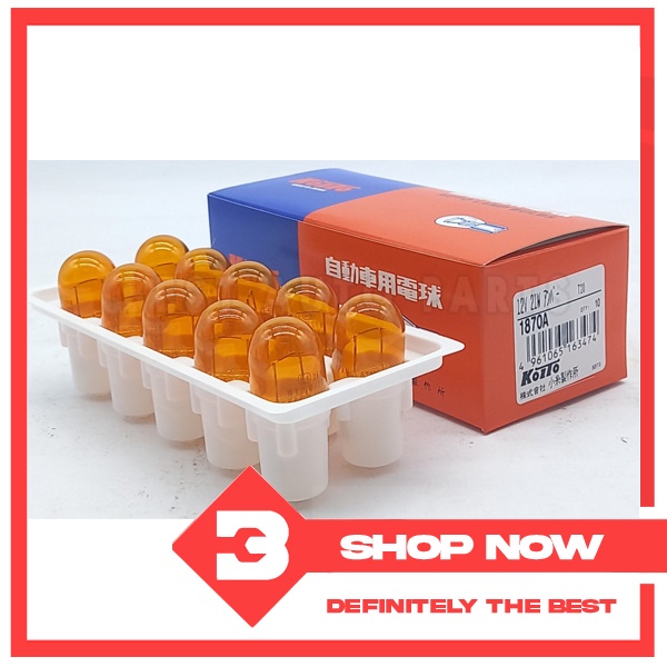KOITO Halogen Bulb PAINT AMBER T20 12V 21W 10 pcs HB-1870A | Shopee ...