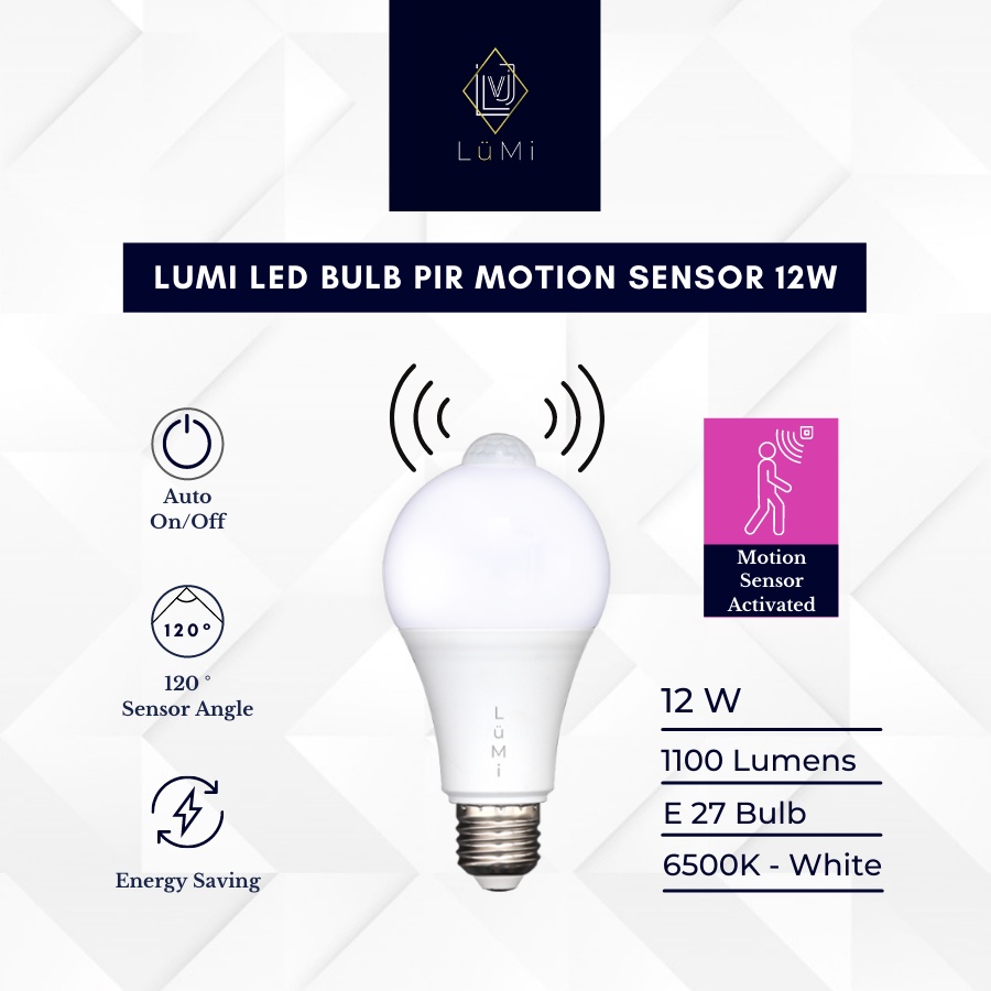 Lumi 12W LED PIR Motion Sensor Light Bulb ON/OFF | Shopee Philippines