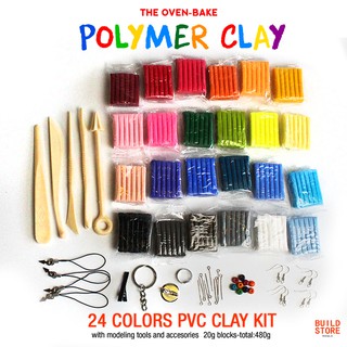Polymer Clay(Oven Bake) and Lightweight Clay Kit(AirDry) - 24 Colors ...