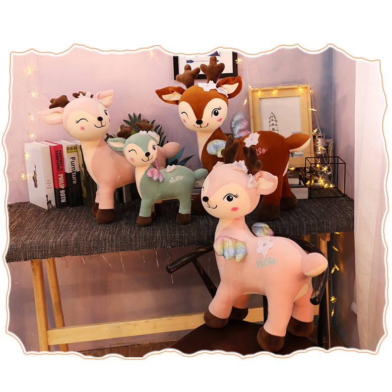 (40cm-60cm)Sika Deer Plush Toy Doll Lovely Angel Deer Pillow Doll for ...