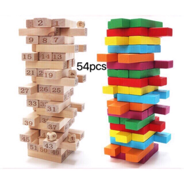 Luckyever 54pcs color wooden jenga | Shopee Philippines