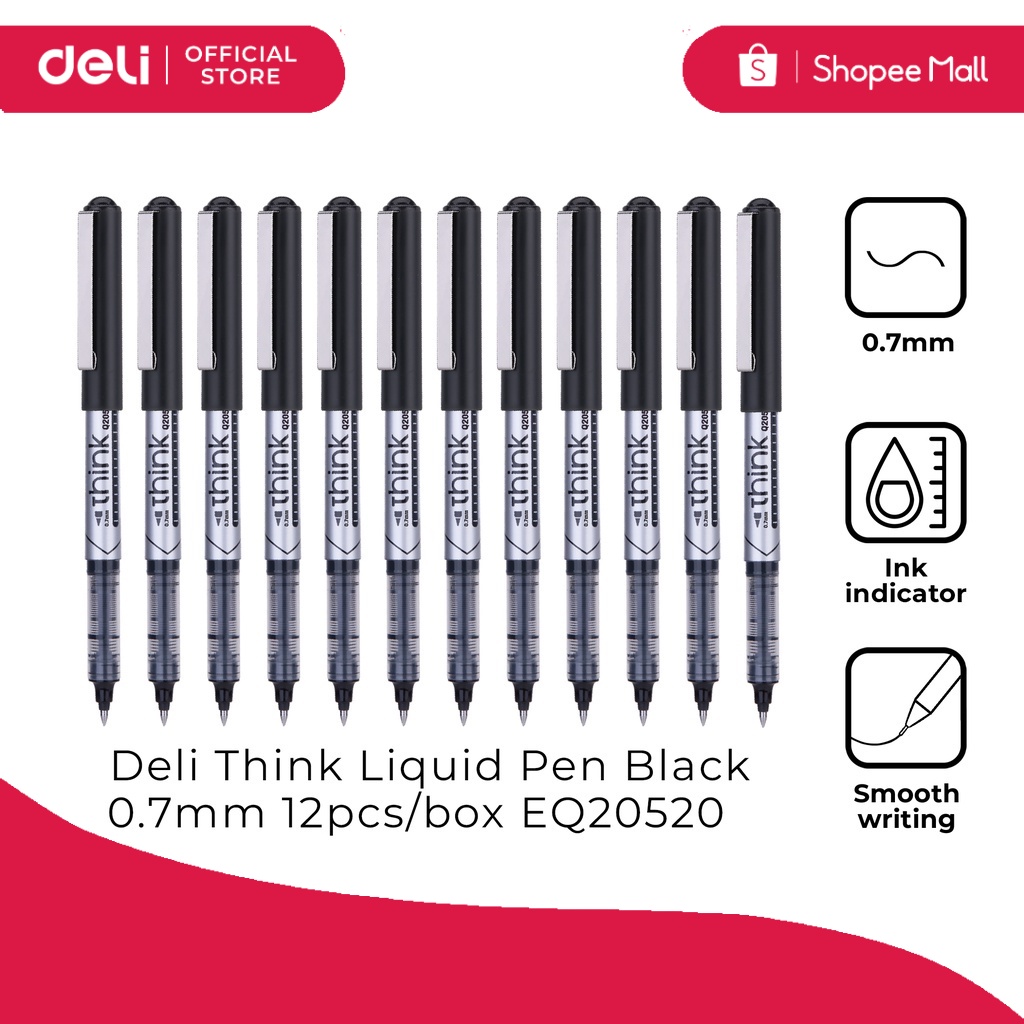 Deli EQ20520 Think 0.7 Liquid Pen Black 12pcs/box (1BOX ...