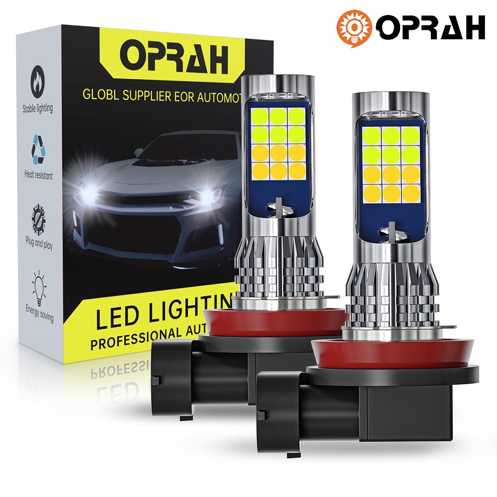 ((2PCS) Two-Color Car LED Fog Light H11 Bulb H3 H7 881 9005/9006 DRL ...