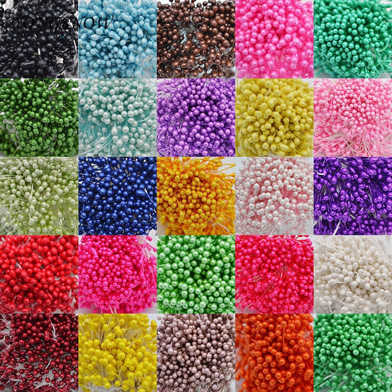 300Pcs Double Heads DIY Artificial Mini Pearl Flower Stamen Pistil 1mm ...