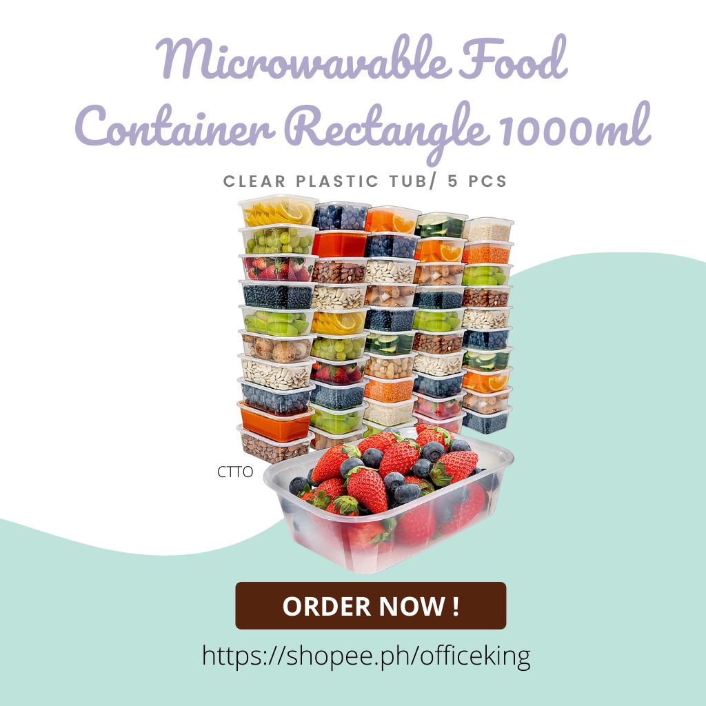 Microwavable Food Container Rectangle 1000ml | Shopee Philippines
