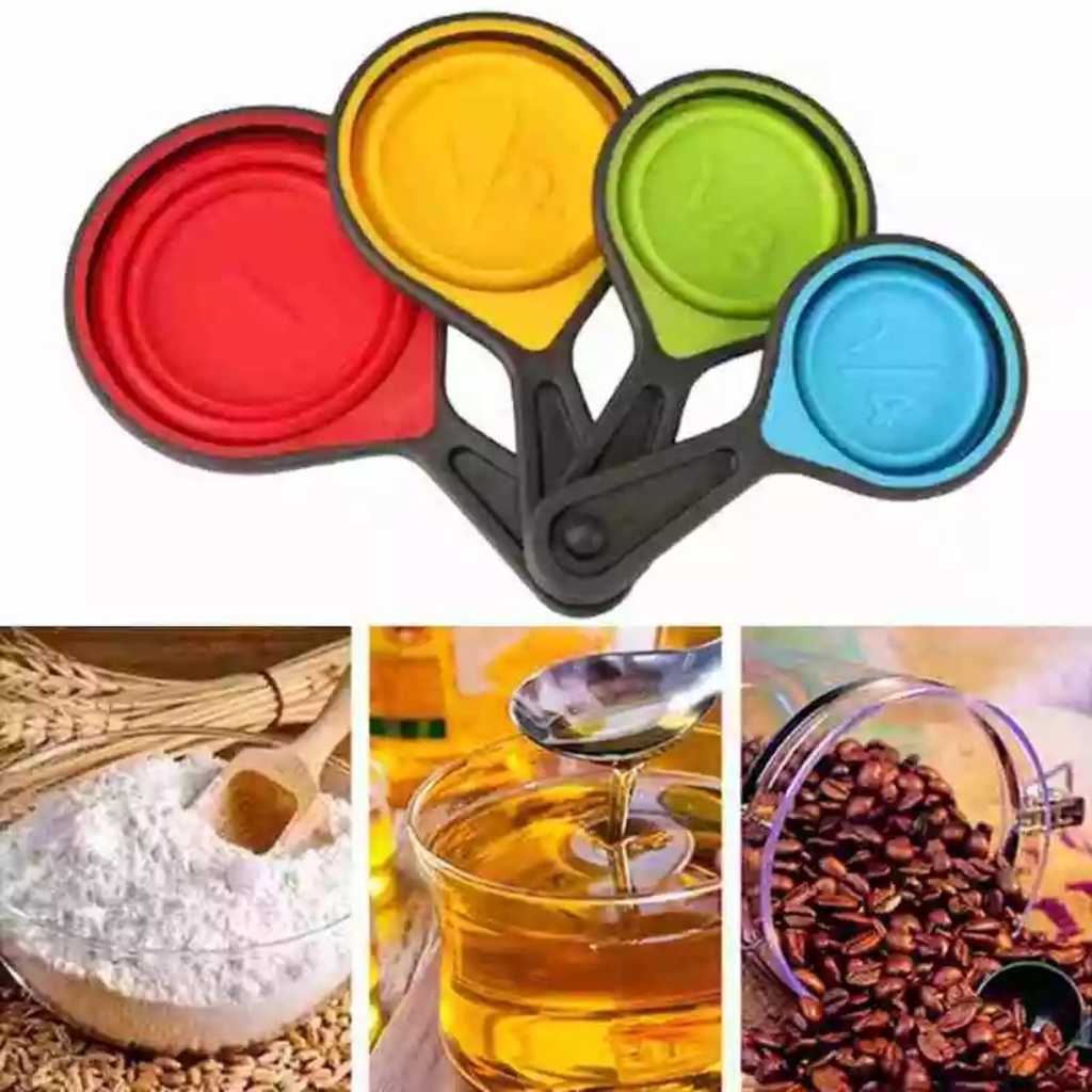 HK Collapsible Foldable Silicone Measuring Cups Set Eco Friendly ...