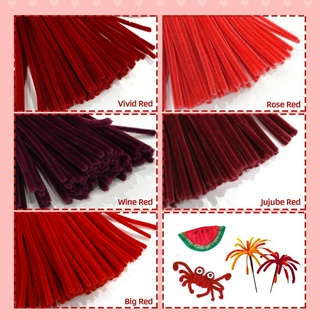 200pcs Red serie Pipe Cleaners Craft Chenille Stem, Big Red,Vivid Red ...