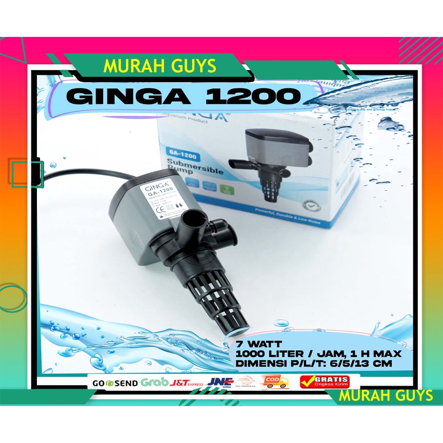 Aquarium Submersible Water Pump GINGA GA 1200 GA-1200 LOW WATT/LOW WAT ...