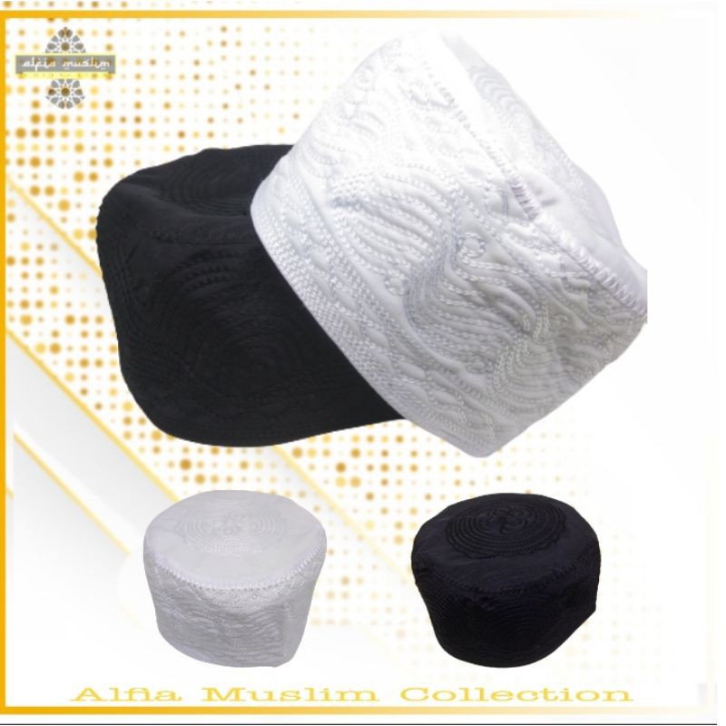 HITAM PUTIH Medina Caps Black And White Hajj Caps Songkok White Caps ...