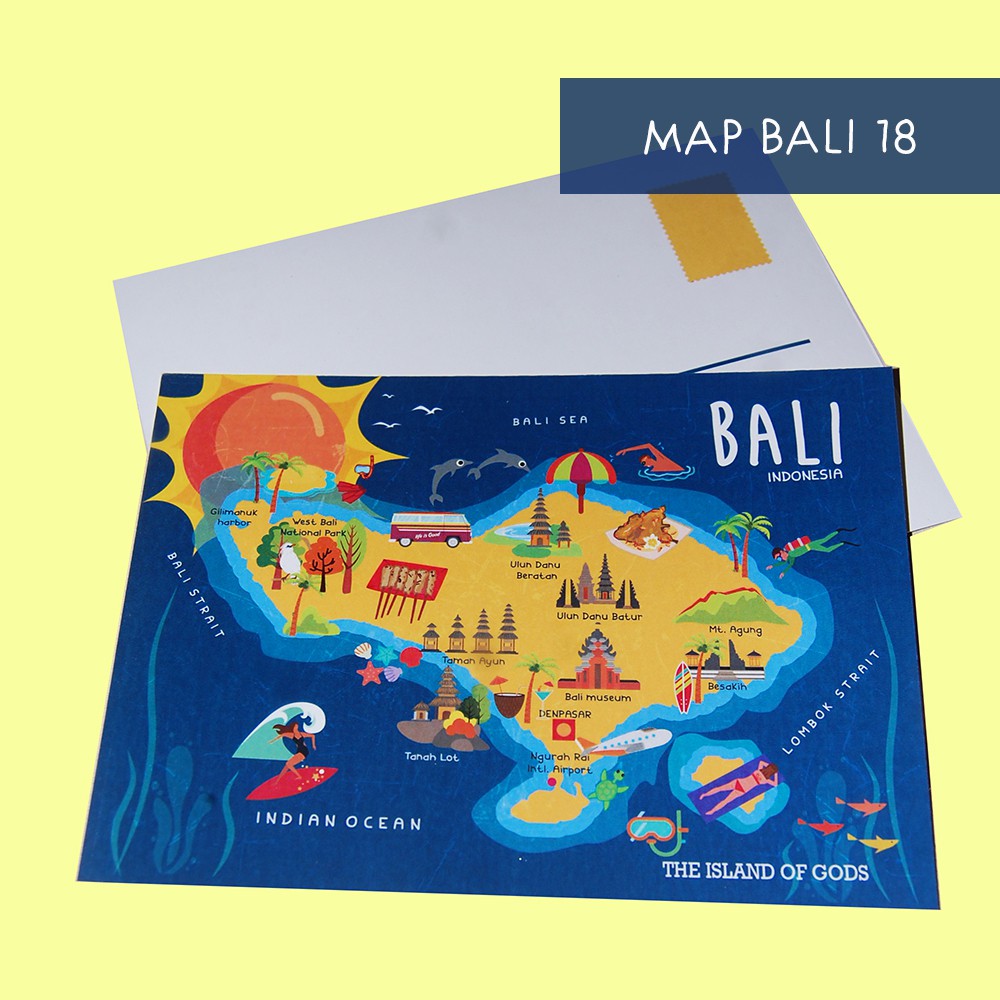 Postcard Map Bali 2018 | Shopee Philippines