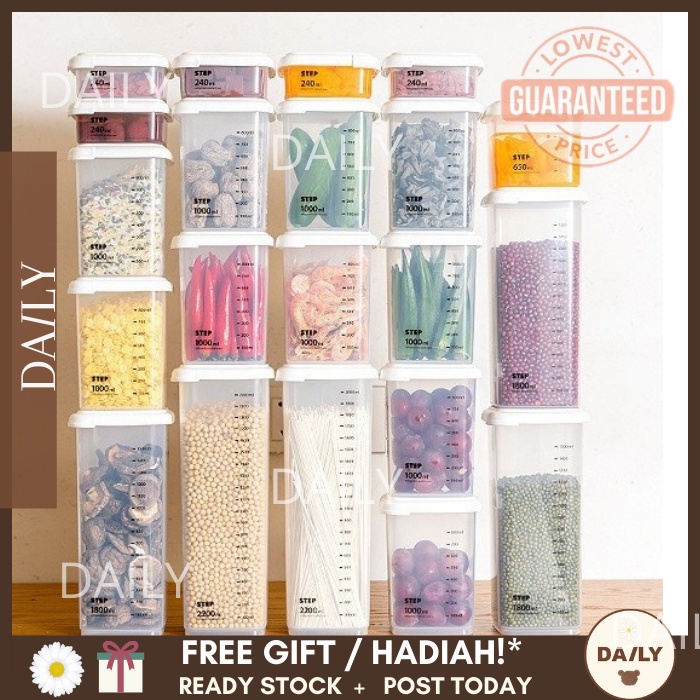 DAILY 240ML X Mark Plastic Transparent Airtight Food Container Storage ...