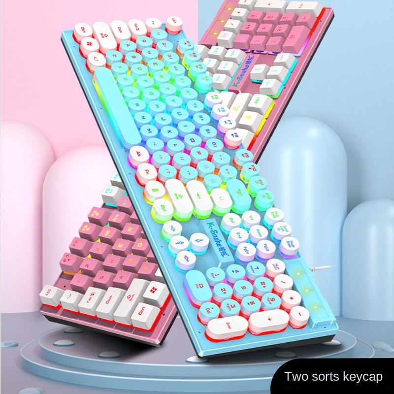 K4 104 Keys Square / Round Keycap Ergonomic USB Wired Keyboard PC ...