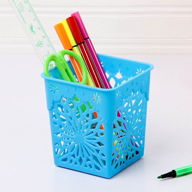 Creative Multi functional Office Desk Pen Plastic Pencil Holder Grid ...