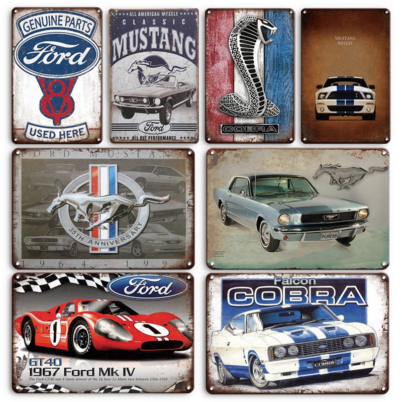 Vintage Ford Mustang Shelby Cobra Car Poster Metal Sign Home Room ...