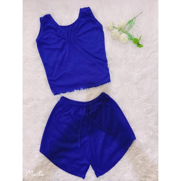 summer crop top Terno & short for women fashion(knitted) | Shopee ...