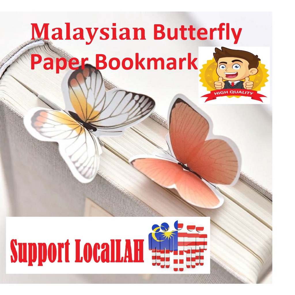 Malaysian Valentine Butterfly Shape Paper Bookmark Book Marker ...